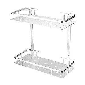 Bathroom Shelves Wall Mounted Space Aluminum Storage Shelves 2 Tier Kitchen Bathroom Storage Rack Shelf Home Organizer Shelving Storage Unit