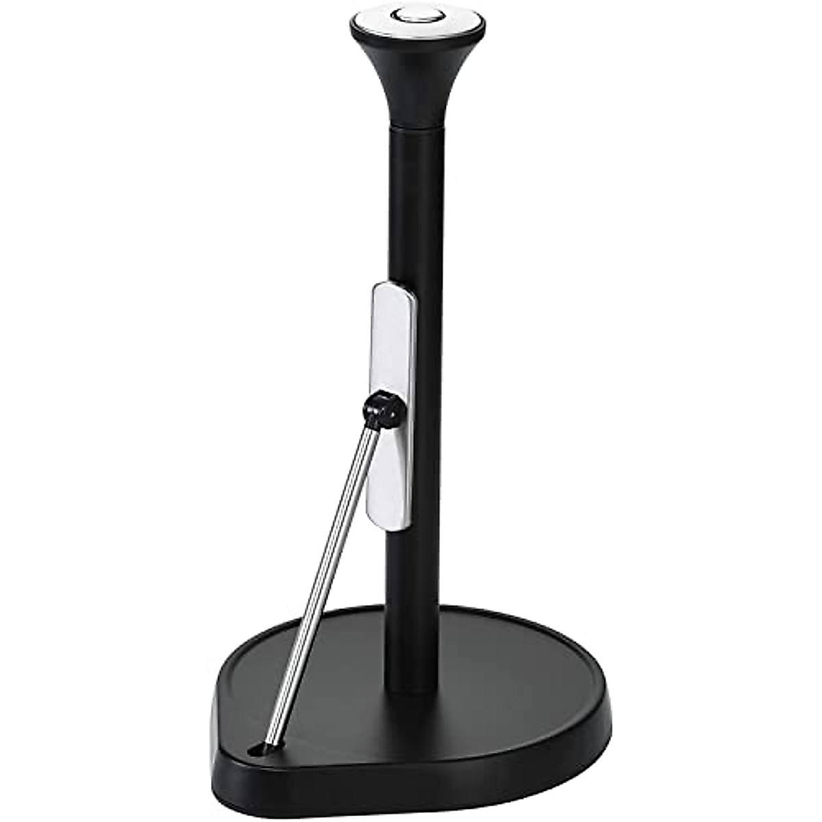 Single Tear Paper Towel Holder Countertop, Hystun Standing Paper Towel Holder Stainless Steel Tension Arm Paper Towel Holder Easy to Tear Paper Roll Dispenser Stand for Kitchen Countertop & Bathroom