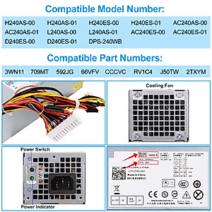 S-Union 240W Power Supply Unit Replacement for Dell OptiPlex 390 790 960 990 3010 9010 Small Form Factor System SFF H240AS-00 H240AS-01 H240ES-00 D240ES-00 AC240AS-00 AC240ES-00 L240AS-00 PH3C2