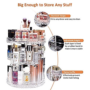 DreamGenius Makeup Organizer, 360 Degree Rotating Cosmetic Storage Organizer, 7-Layer Adjustable Makeup Display Case, Fits Jewelry Makeup Brushes and Lipsticks, Clear Acrylic