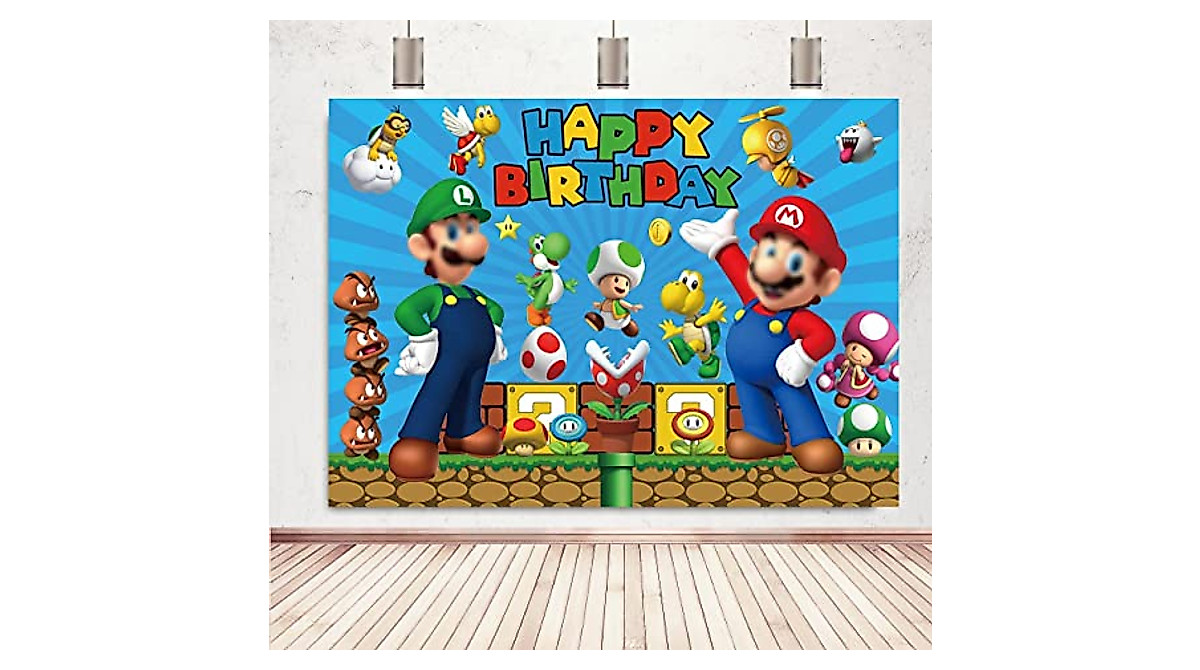 Super Brother Cartoon Backdrop for Kids' Parties & Events