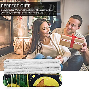 YunTu Sloth Throw Blankets Sloth Gifts for Women and Girls Sloth Lovers Super Soft Warm Sherpa Sloth Blankets for Kids and Adults
