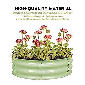 Aoodor 9'' Tall Aluzinc Metal Raised Garden Bed 30'' Round, Outdoor Garden Planter Box for Vegetable Flower Herb - Olive Green