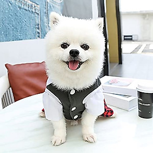 HonpraD Pet Sweatshirt for Small Dogs Male Spring Summer Plaid Printed Dress College Style Red Plaid Dress Pet Clothes for Small Medium Large Dogs Clothes for Medium Dogs Girl