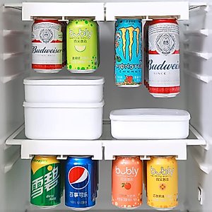 Bengenta Soda Can Organizer for Refrigerator，2 Pack Adjustable Fridge Organizer, Hanging Can Dispenser for Beer Soda Seltzer, 8 Standard Cans Pop Soda Can Beverage Holder Storage
