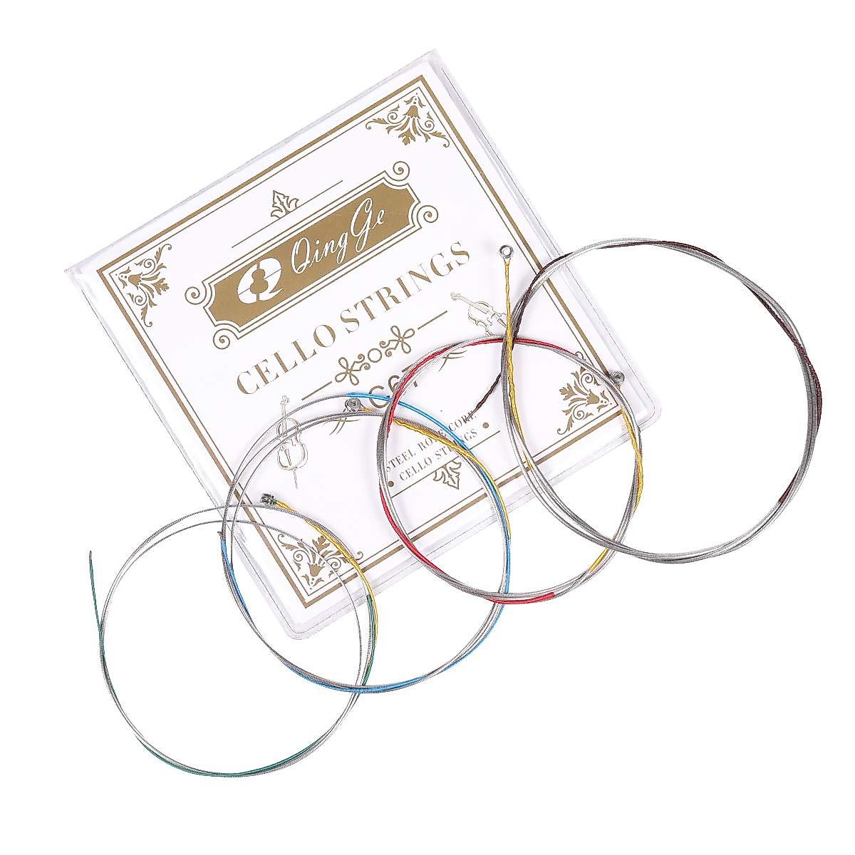 Q QINGGE Steel Core Cello Strings 4/4 3/4 set Strings for Student Strings – Sealed Pouch Prevents Corrosion