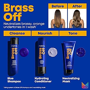 Matrix Brass Off Nourishing Leave In Conditioner | Tones brassiness | Repairs Dry, Damaged Hair | For Color Treated & Bleached Hair | Non-Color Depositing | Leave-In Salon Conditioner