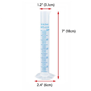 Antrader Measuring Cylinder, 3-Pack Transparent Graduated Test Tube Plastic Lab Cylinder Flask with 2-Sided Marking, 50ml