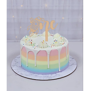 Space One Cake Topper, 1st Boy and Girl Rocket Birthday Decorations, Rustic Chic First Trip Around The Sun Birthday Party Decor - Wooden