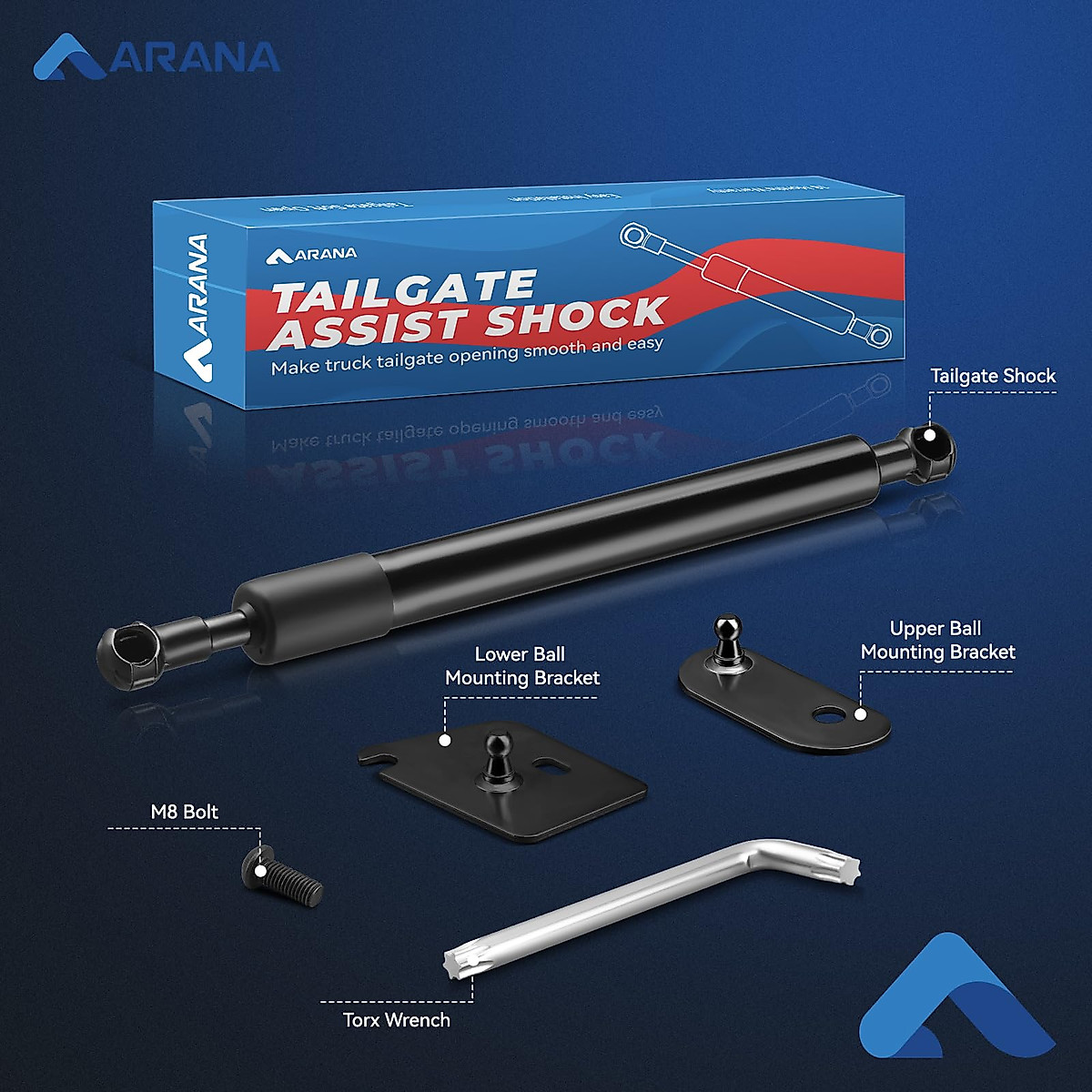 ARANA Tailgate Assist for Ford F250 F350 F450 2017-2024, Slow Drop Tailgate Assist Shock Damper Accessories for F250 F350 F450 Super Duty XL XLT LARIAT King Ranch Platinum Limited