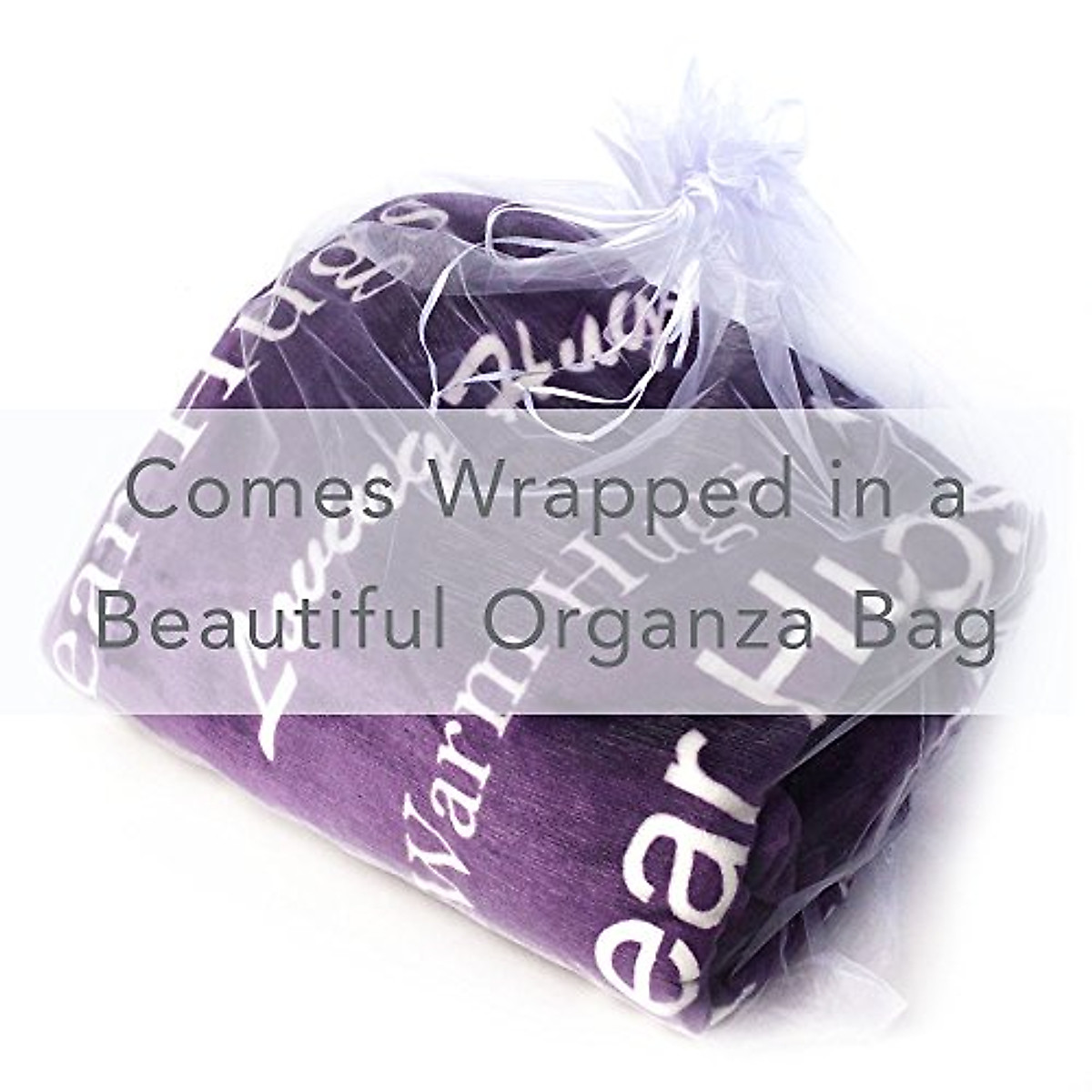 BlankieGram “Hugs” Plush Throw Blanket- Inspired Gift Ideas for The Entire Family, Comfort Gifts, Purple