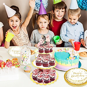 Alice 3-Tier Cardboard Cupcake Stand Holder Dessert Tower Decorations Round Serving Tray Birthday Mad Hatter Tea Party Supplies Baby Shower Wedding