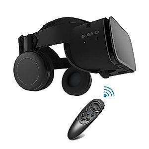 Virtual Reality Headset for Phones VR Headset VR Glasses with Controller for 3D Movies/Games Metaverse Goggles with Bluetooth Headset Compatible with All iPhone/Android Phones with 4.7"-6.3" (Black)