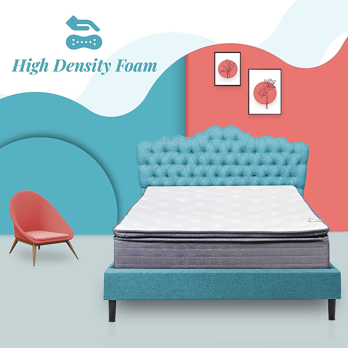 Greaton 10 Inch Foam Encased Mattress with 2-inch Pillow Top, Relaxing Mattresses for Proper Sleep, Pressure Relief, Supportive and Medium Firm Fully Assembled Bed, Full XL