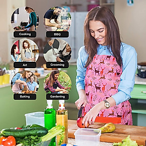 Zihuatailor Lightweight Waterproof Apron for Dog Grooming Bathing, Washing Dishes, Cute Deer Apron for Dog Groomer Bather - A