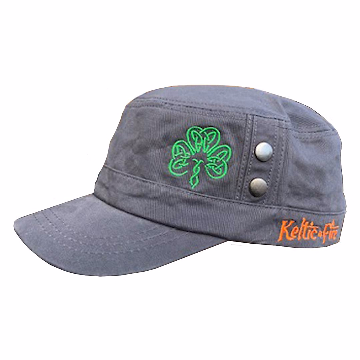 Lucky Irish St Patrick's Day Womans Short Brim Baseball Hat Featuring a Celtic Design Green Shamrock (Gray w/Green Shamrock)