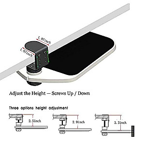 FUZADEL Mouse Platform Clamp On Under Desk Adjustable Mouse Tray Mount Swivel Mouse Tray Wrist Rest Rotating 360 Degree