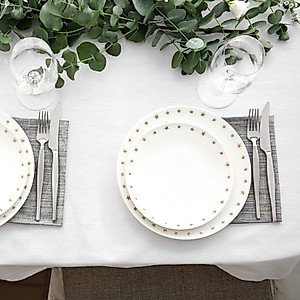 NEWOOK White Paper Tablecloths Disposable for Rectangle Tables 12 Pack,3 Ply Paper & Plastic Quality Table Cloth for Parties,54 x 108 Inch Birthday Table Cover Outdoor Wedding Banquet Tablecover