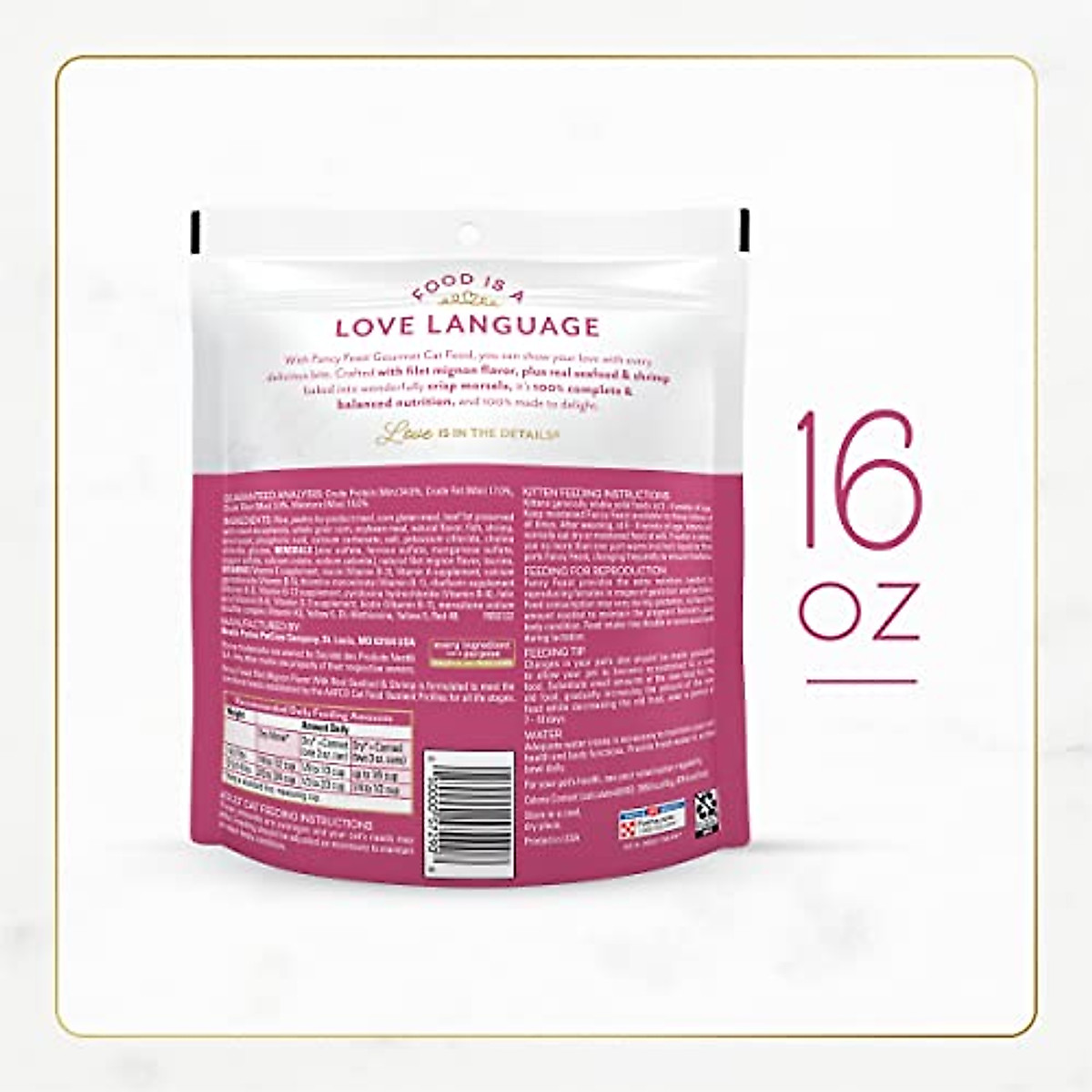 Purina Fancy Feast Dry Cat Food Filet Mignon Flavor with Seafood and Shrimp - (Pack of 4) 16 oz. Bags