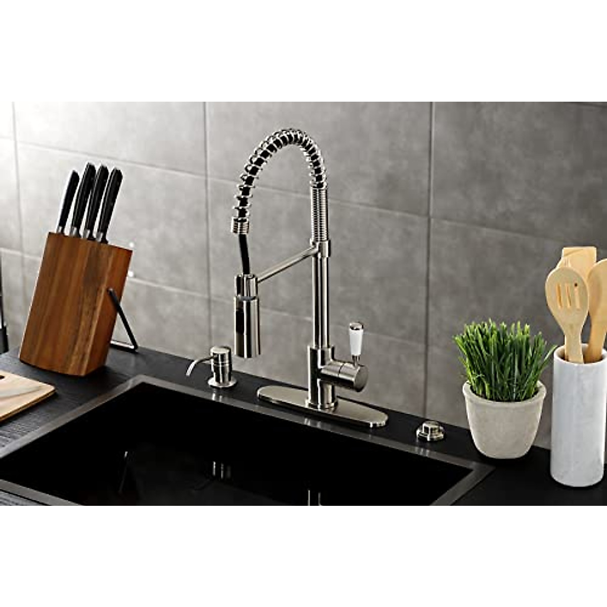 Kingston Brass LS8778DPL Paris Pre-Rinse Kitchen Faucet, Brushed Nickel