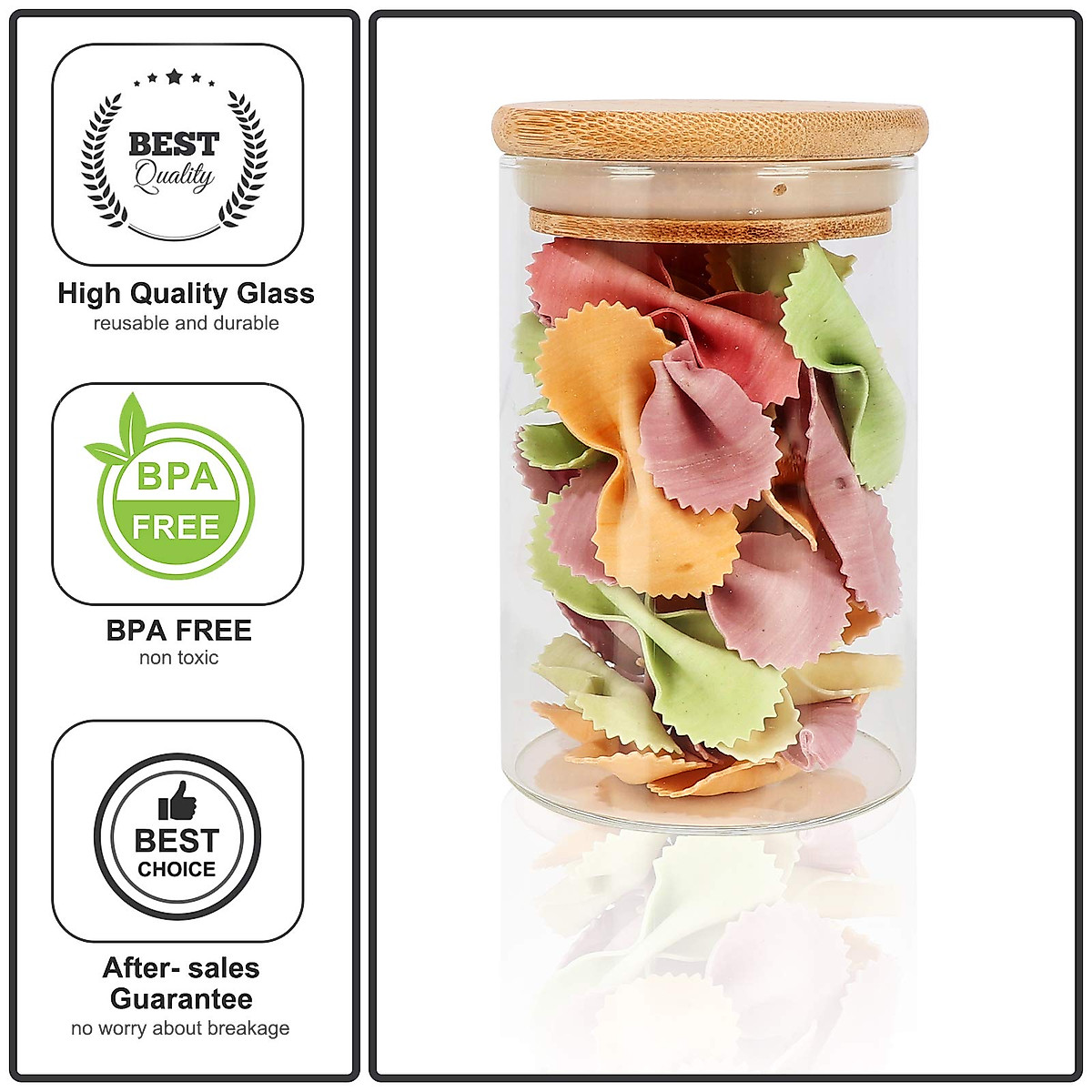 8oz Glass Jars with Bamboo Lids, Borosilicate Glass Airtight Canisters sets, Glass Food Storage Container, Pantry Organization and Storage Jars, Kitchen Canisters Sets, Spice Jars, Containers of 15