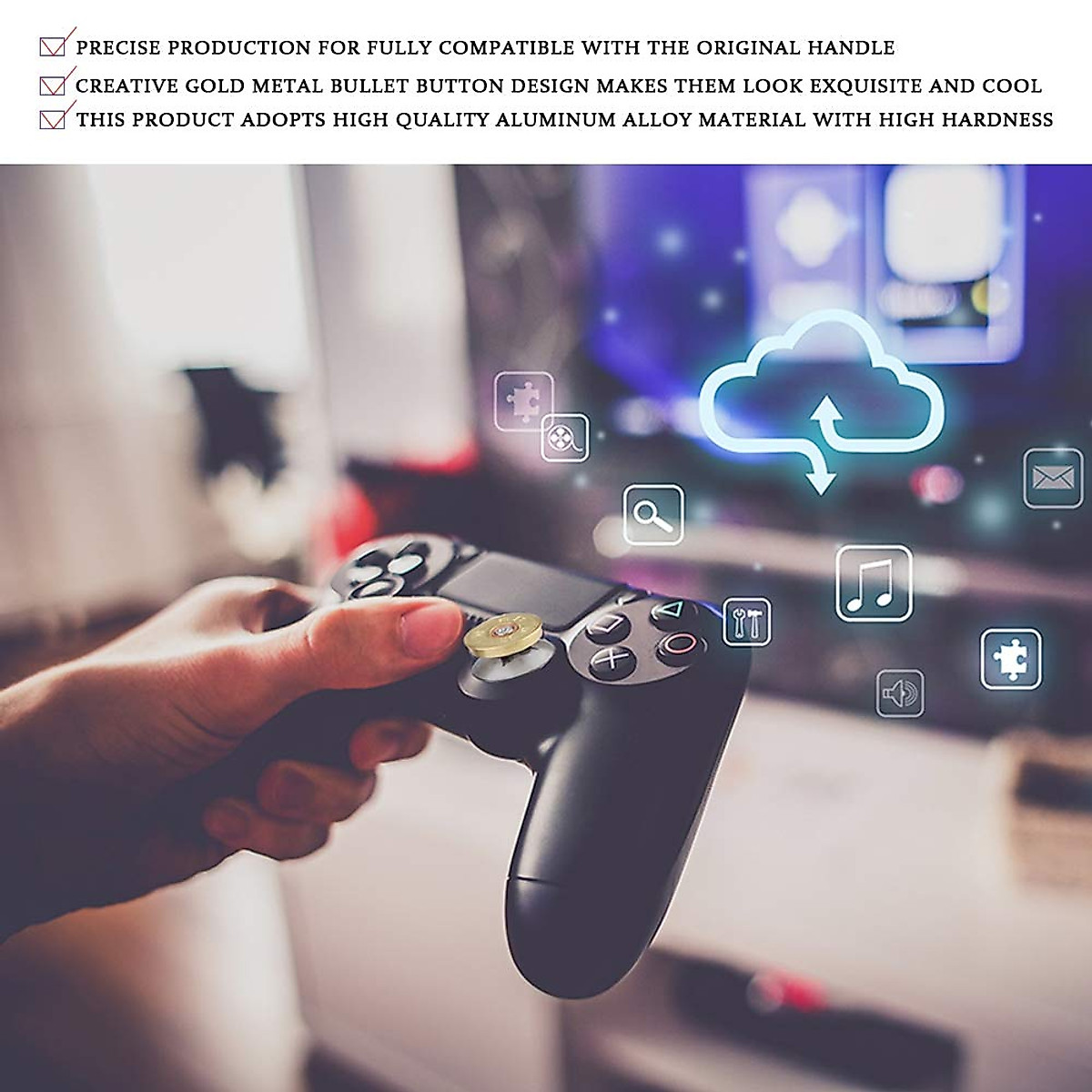 A sixx Thumbstick Mod Kit Bullet Buttons for PS4, Bullet Thumbstick, for Controller Grip Replacement Parts Playstation 4 Playstation 4