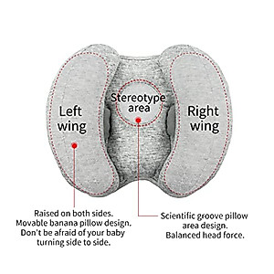 Blublu Park Baby 2 in 1 Travel Cushion, Banana Shape Baby Neck Head Support Travel Pillow Stroller Insert Cushion for Kids, Toddler, Gray