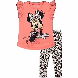 Disney Minnie Mouse Toddler Girls T-Shirt and Leggings Outfit Set Dark Pink 3T