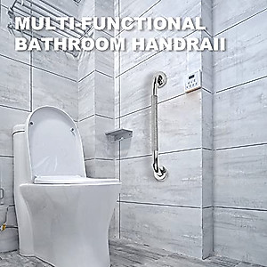 2 Pack 16 Inch Anti-Slip Bathroom Grab Bar, LONVICHTT Stainless Steel Shower Handle, Knurled Safety Hand Rail, Support Balance Armrest, Elderly, Pregnant, Children, Handicap Senior Assist Bath Handle