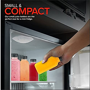 12 oz Plastic Bottles with Caps (100 pack) - Reusable Clear Empty Juice Bottles - 12 Oz Drink Containers for Mini Fridge, Juicer Shots - Mini Water Bottles - Include Labels, Brush & Funnel