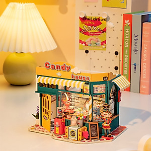 ROBOTIME DIY Miniature House Kit with Furnitures Tiny House Making Kit with LED Light 1:24 Scale Store Kit Creative Gifts Home Decor