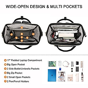 LOVEVOOK Laptop Backpack for Women 17-Inch Travel Work Backpack Purse Airline Approved Teacher Nurse Bag College Backpack with USB Port