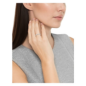 Amazon Essentials Platinum Over Sterling Silver Round Cut Cubic Zirconia All-Around Band Ring (2.5mm), Size 8, (previously Amazon Collection)