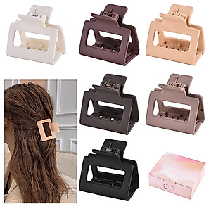 12 Pcs Rectangle Clips, Accessories for Women and Girls, Including 6 Pcs 4 Inch Large Clips for Thick Hair and 6 Pcs 2 inch Small Clips for Thin Hair (Neutral)