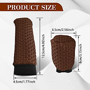 Zufoty 2 Pack Car Gear Shift Knob Cover & Handbrake Cover, Automotive Anti-Slip Breathable Comfortable Handbrake Gear Shift Protector, Universal Vehicle Interior Accessories Fit for Car SUV Truck, Brown