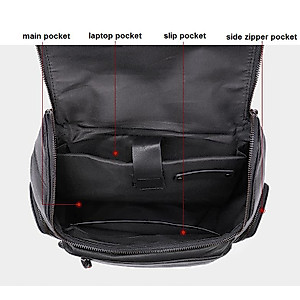 seegeeneey Genuine Leather Backpack Satchel For Men Travel Bag 14'' Laptop Bag Business Bag Briefcase Handbag Book Bag For School (Brown)