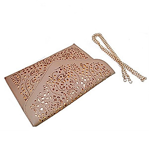 Mily Glitter Sequins Envelop Clutch Tote Shoulder Bag Handbag, Beige, One Size