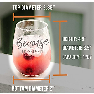 Personalized Etched Monogram 17oz Stemless Wine Glass, Gifts for Women, Customized Engraved Christmas Gifts, Unique Mother's Day Gift, Customizable Bridesmaid Birthday Wine Tumbler, Because YTH