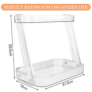 Happnear Bathroom Organizer Countertop, 2 Tier Countertop Organizer for Bathroom Counter, Bathroom Counter Organizer for Vanity Perfume Tray, Cosmetics Skincare Storage, (White)