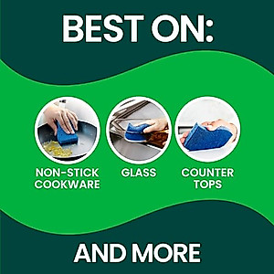 Scotch-Brite Zero Scratch Scrub Sponges, 12 Kitchen Sponges for Washing Dishes and Cleaning the Kitchen and Bath, Non-Scratch Sponge Safe for Non-Stick Cookware