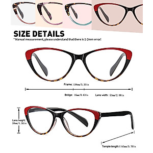 SOCTICK Cat Eye Reading Glasses for Women Blue Light Blocking,Readers for Women 2.5 with Comfort Spring Hinges,Fashion Designer Ladies Eyeglasses(4 pack)