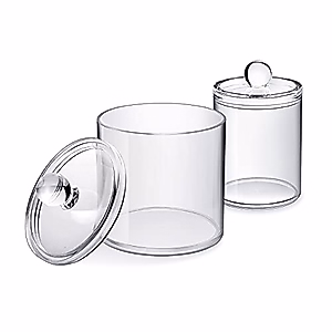 DS. DISTINCTIVE STYLE Bathroom Organizer Cotton Ball Holder Clear Canisters Acrylic Apothecary Jars with Lids (10oz&22oz)