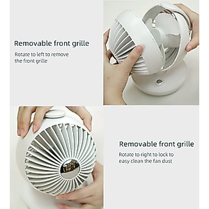 Aoodano Globe desktop fan, 5600mAh Rechargeable Desk Fan,Small Portable Table Fan with 3 Cooling Speeds,Rotation button Control Personal Fan for Home, Office, Outdoor Travel and Camping