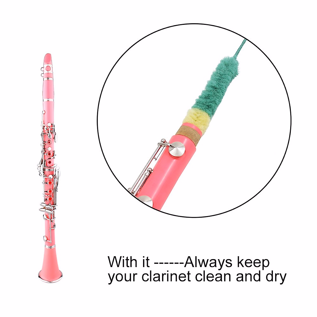 Clarinet Brush, Soft Microfiber Clarinet Cleaning Brush Cleaner Pad Saver Tool Kit Accessory