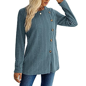 XIEERDUO Long Sleeve Tops Womens Fall Sweaters Tunic Tops To Wear With Leggings Blue XL