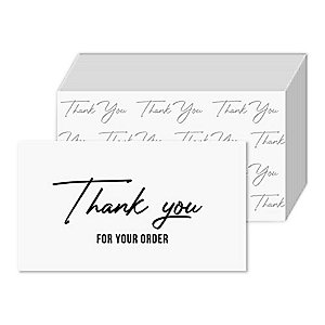 Package Inserts - Thank You For Your Order Business Note Cards | Beautiful Customer Appreciation Writable Cards, Small & Large Businesses | 2 x 3.5” | Thick Card Stock | 100 Per Pack (Black)