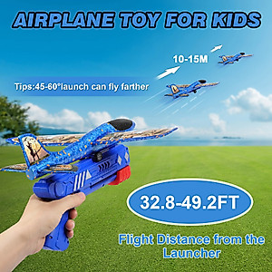 Elctbras 3 Pack Airplane Launcher Toy, Foam Glider Planes for Kids with 2 Flight Mode, Catapult Plane Toys with 3 DIY Stickers, Outdoor Sport Flying Toys for 4 5 6 7 8 9 10 Year Old