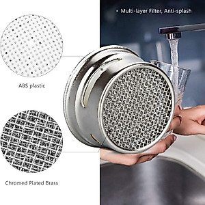 Faucet Aerator with Gasket Flow Restrictor Insert Bathroom Faucet Aerator Replacement Parts 10 pcs Stainless Steel (2.2 GPM) and 10 pcs Green (1.5 GPM)