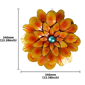 Saim 13.4 inch Metal Flowers Wall Decor Yellow,Handmade Wall Art Flower Hanging Decoration for Bedroom,Living Room,Bathroom,Office,Home Decor,Modern Luxury Style Art Decoration