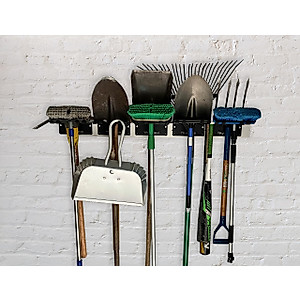 TRAPAWAY Wall Rack | Holds 4 pair of Skis or Snowboard by Bindings | Garage Organizer for Yard Tools, Gear & Equipment | Aluminum | No Moving Parts to break or pinch | Made in the USA (Black Quad)